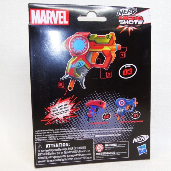 Marvel | Toys | Marvel 3 Nerf Gun Darts Micro Shots Iron Man Captain ...